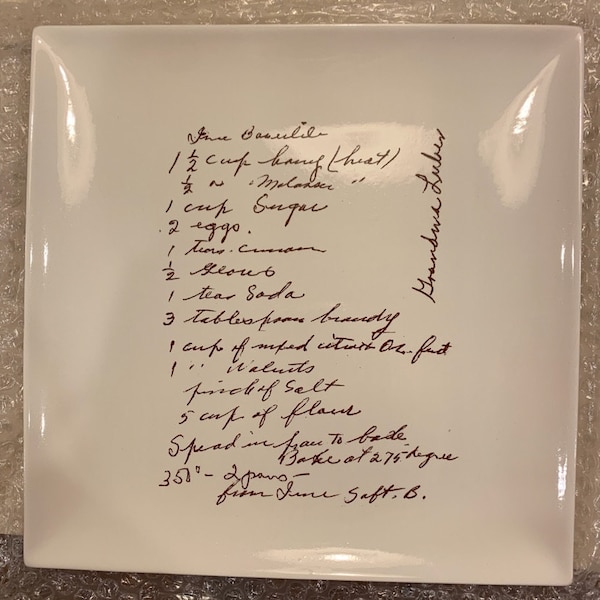 Ceramic Handwritten Recipe Plate Gift for Mom, Present for Grandma, Dad ...