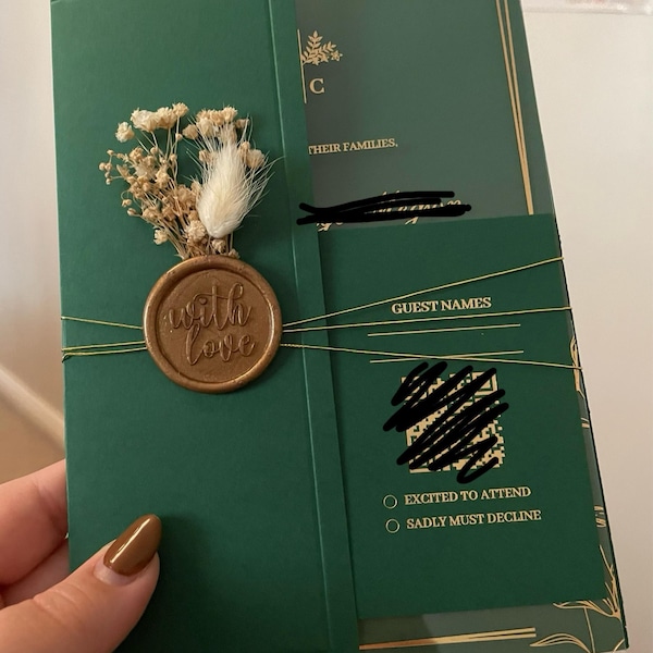 Camel Base Tropical Acrylic Wedding Invitation, Palm Leaf Custom ...