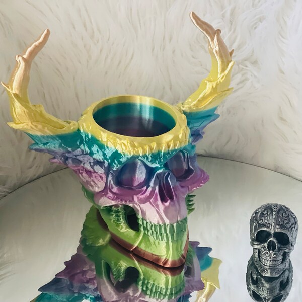 Demon Skull Planter With Horns, 3D Printed, Eco Friendly, Home and ...
