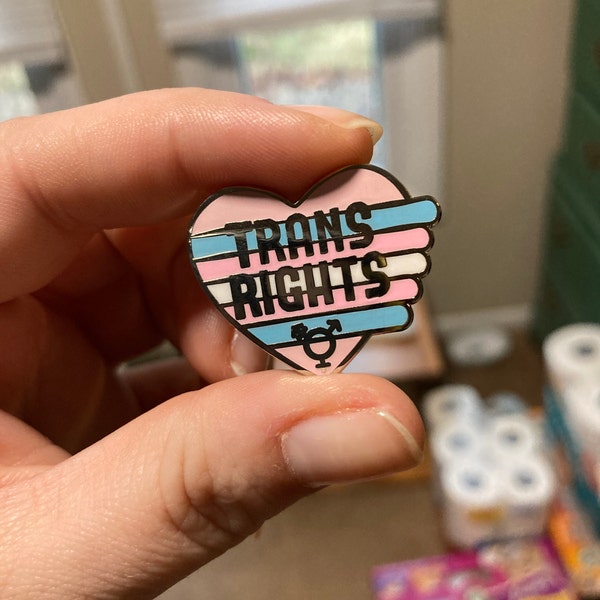 Trans Rights Enamel Pin - Equal Rights Badge - Trans Flag - Etsy