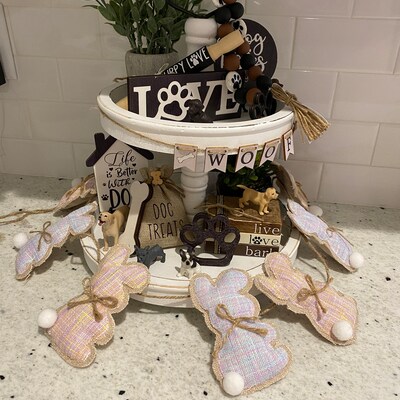 Dog Themed Mini Wood Book Stack/live Live Bark/ Tier Tray Decor/ Home ...