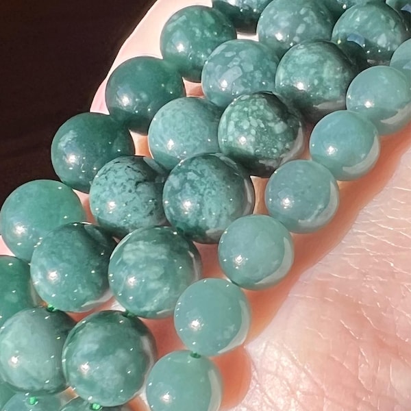 Rare AAA Natural Guatemalan Blue Green Jade 6mm 8mm 10mm 12mm Round ...