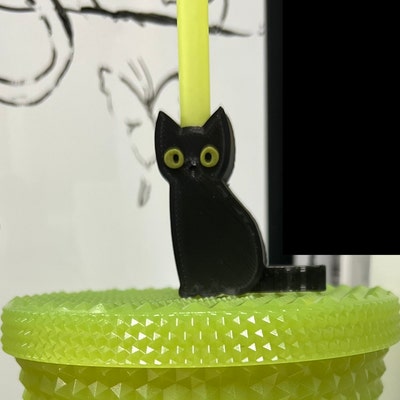 Black Cat Spooky Halloween Straw Topper Straw Buddy Dual Color - Etsy