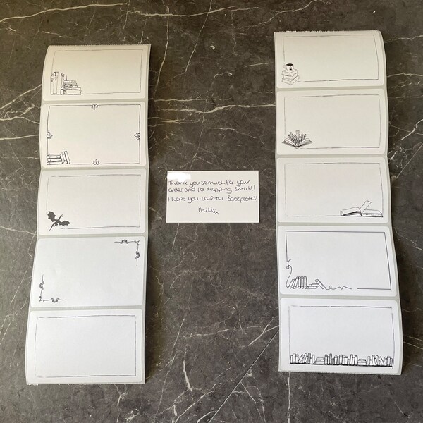 Digital Bookplate Sticker Bookshelf - Row of Books - Author Signature ...