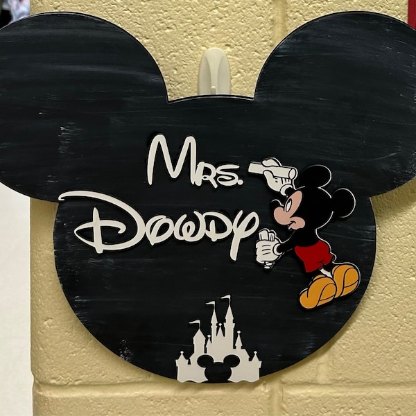 Minnie Mouse Chalkboard Teacher 3d Wood Sign, Custom Mickey Teacher ...
