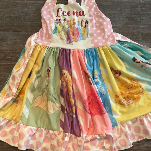 Princess Dress Twirl Panel. Disney Dress Birthday Ariel Cinderella ...