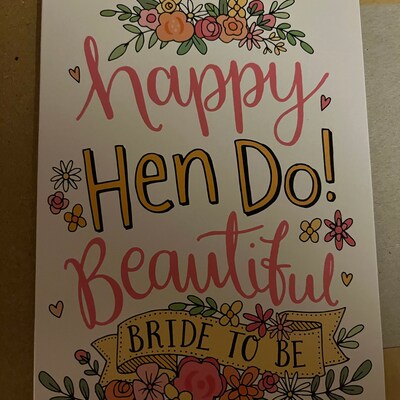 Happy Hen Do Bride to Be A6 Size Quirky Hand Drawn Greeting Card - Etsy UK