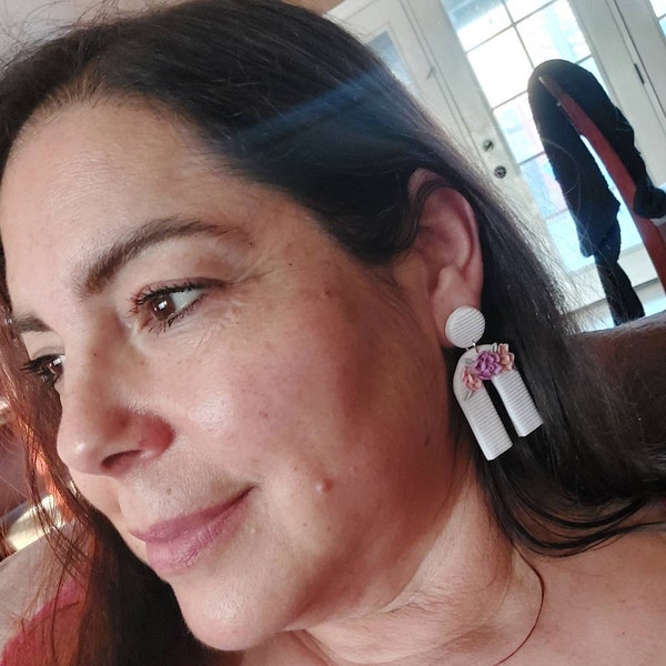 Talavera-inspired Heart Earrings, Handmade Polymer Clay Affirmation ...