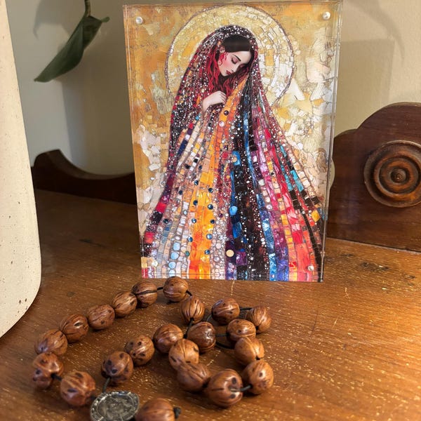 Mystical Mary Magdalene Mosaic Art Print, Colorful Bohemian Decor ...