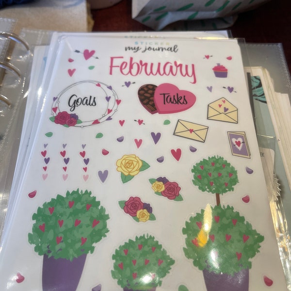 February Monthly Bullet Journal Sticker Kit - Valentines Themed ...
