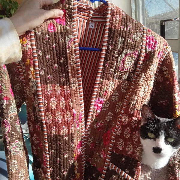 Patchwork Quilted Jacket Cotton Flower Bohemian Style Full Winter ...