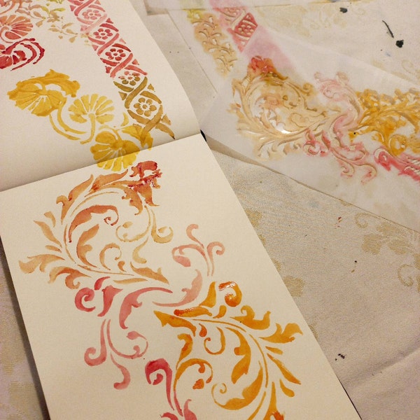 Floral Borders Stencil Reusable DIY Craft Mylar Stencil Home Decor Large Wall Stencil Furniture ...