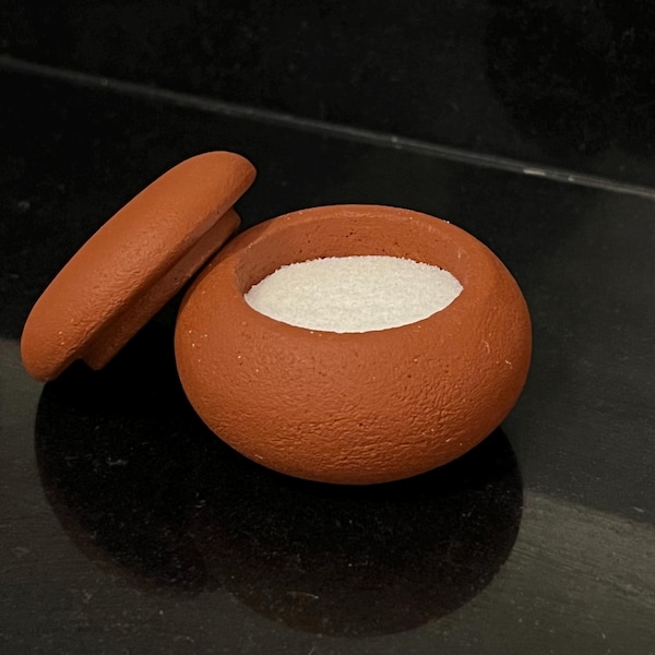 Green Salt Cellar, Pinch Pot, Salt Pig, Concrete Salt and Pepper Jar ...