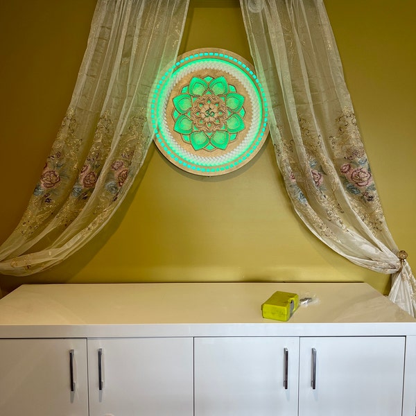 MANDALA LED GLOWING Night Lamp Wall Art Led Color Changing Wall Hanging ...