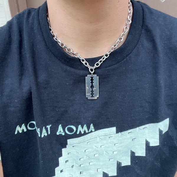 Chunky Razor Blade Faceted Cable Chain Necklace, Layering Necklace ...