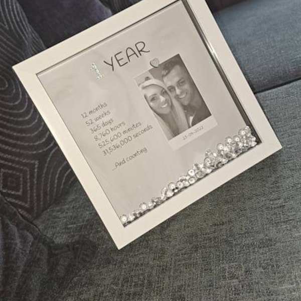 Personalised First Anniversary Frame. 1 Year Anniversary Gift. First ...
