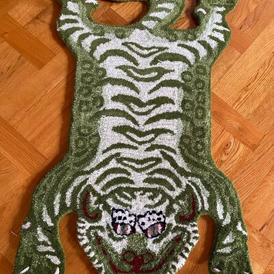 Green Hand Tufted Rug Woolen Handmade Area Rug and Carpets for Living ...