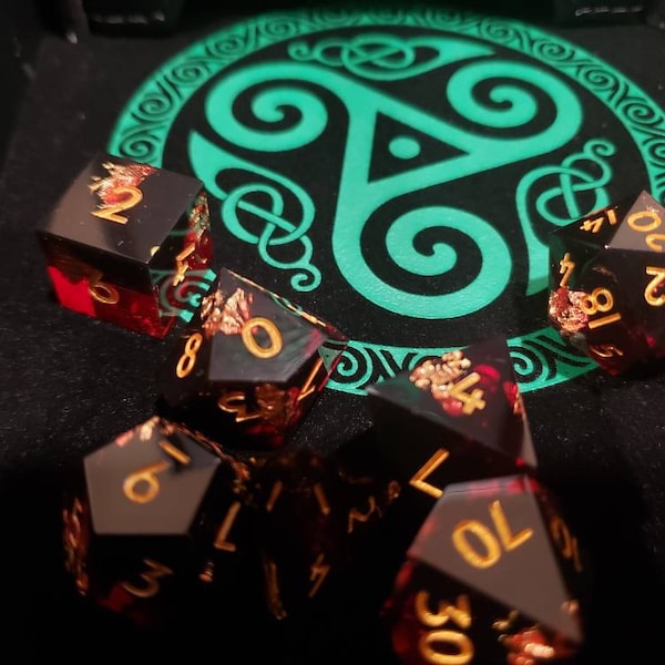The Gods Are Athirst - Red and Black Handmade Resin Sharp Edge Dnd Dice ...