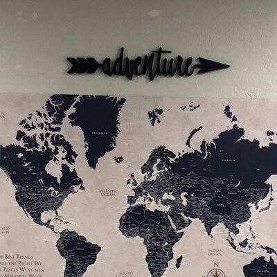 Adventure Sign, Arrow Wall Decor, Wood Arrow Sign, Travel Decor ...