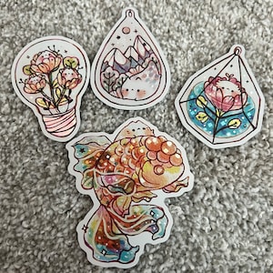 Cute Terrarium Stickers/ Matte Holographic/ Kawaii/ Die Cut Stickers ...