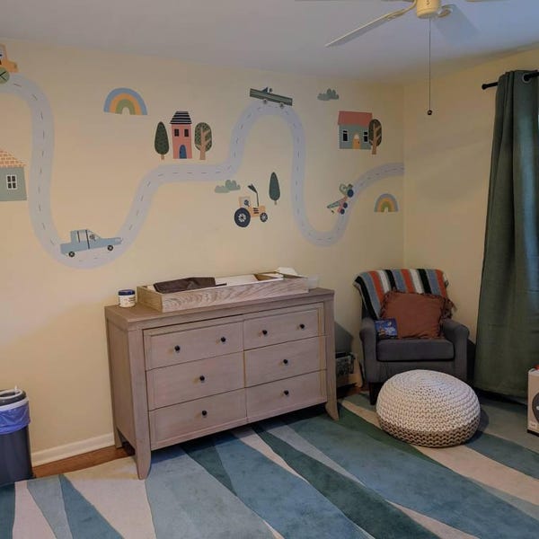 Playroom Wall Decals, Large Road Map Wall Decals, City Road Wall ...