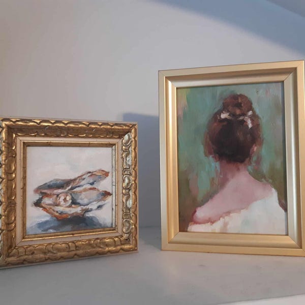 Seashell Pearl Painting Sea Shell With Pearl Artwork Original Oil ...