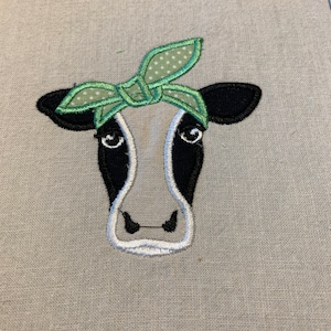 Cow Face, Cow Head, Cow With Bandanna, Farm Cow Applique, Little Cow ...