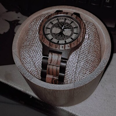 Engraved Thor's Hammer Mjolnir Wooden Watch Personalized - Etsy