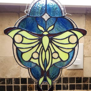 Lunar Moth With Art Nouveau Style Frame Stained Glass Pattern ...