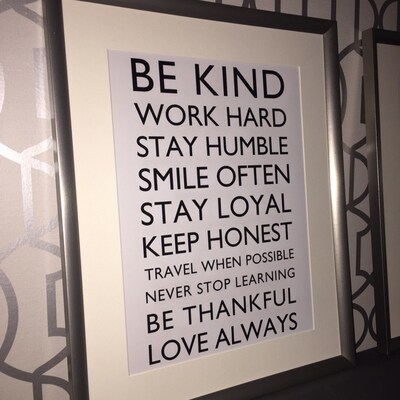 Be Kind, Work Hard, Stay Humble, Printablesky, Typography Poster ...