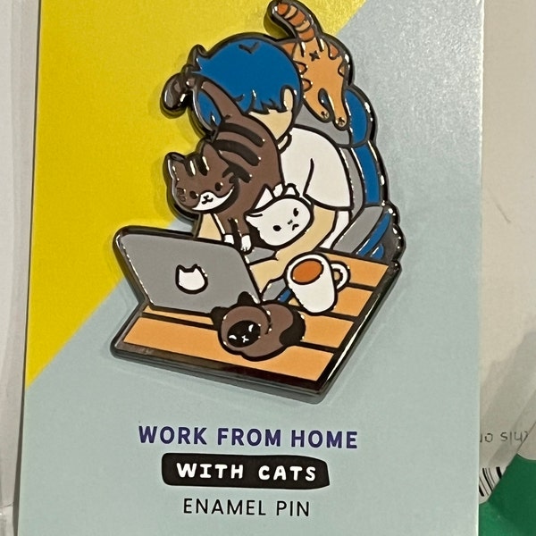 Enamel Pin - Work From Home With Cats - Etsy