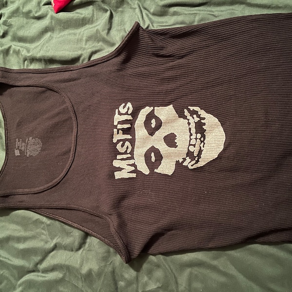 Crimson Ghost Misfits Skull // Screen Print Halter Top // Backless Lace ...
