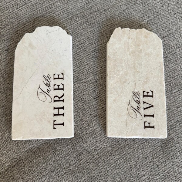 Daylight Marble Table Numbers | Wedding Signs | Event Signs | Custom ...