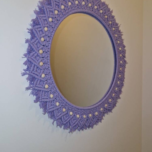 Macrame Round Mirror, Mandala Macrame Diy Pattern, Macrame Wreath Autumn Style Crochet Mirror ...