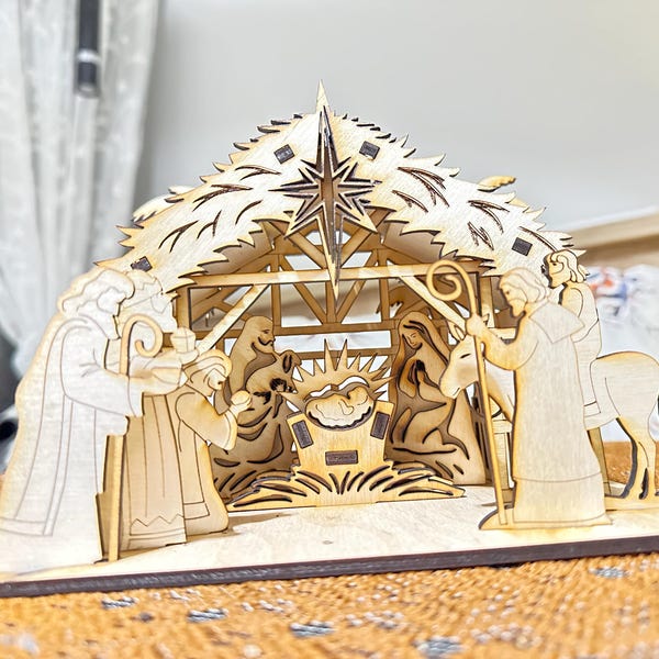 Nativity Scene Miniatures Laser Cut Svg File Glowforge Nativity ...