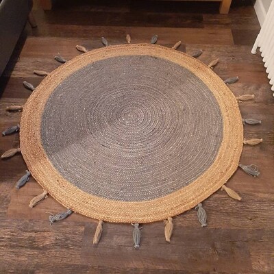 Natural Handwoven Round Jute Rug, Round Boho Rug, Large Round Rug ...