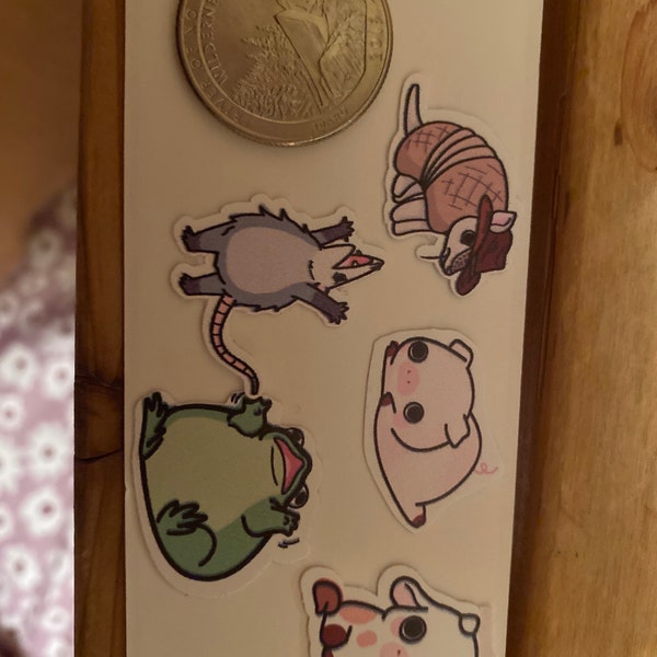 10 Pack Woebegone Animal Mini Sticker Flakes / Cute Funny Frog Cow ...