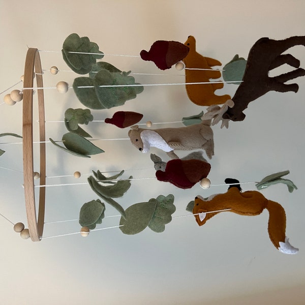 Woodland Animal Baby Nursery Mobile - Forest Creatures - Moose, Bear ...