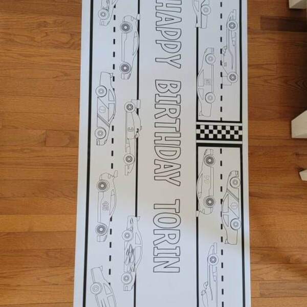 Race Car Coloring Table Runner, Race Cars Birthday Coloring Page, Cars ...