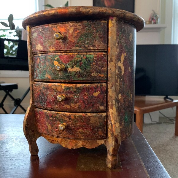 Elegant Women's Jewelry Box Sophisticated Hand Painted Gold Spotted ...