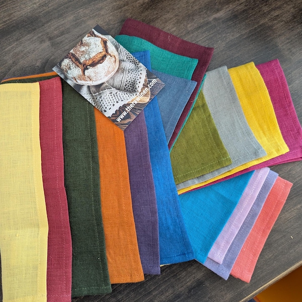 Washed Linen Handkerchief, Soft Linen Pocket Square White Denim Blue ...