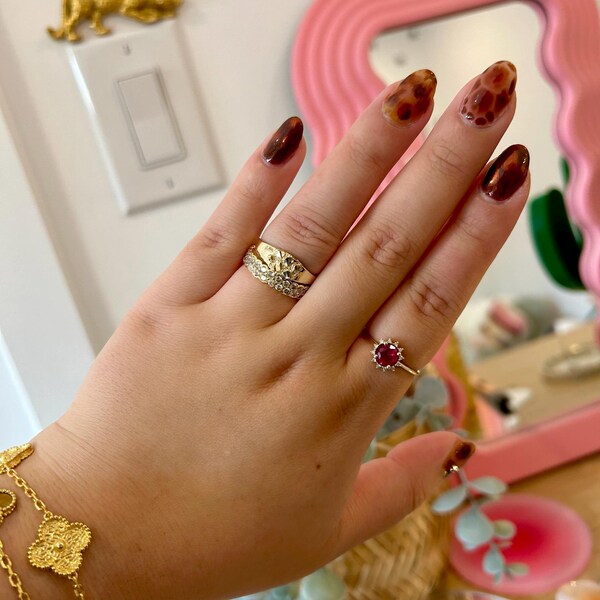 10k & 14k Solid Gold Vintage Nugget Smashing Band Ring Gift for Men ...