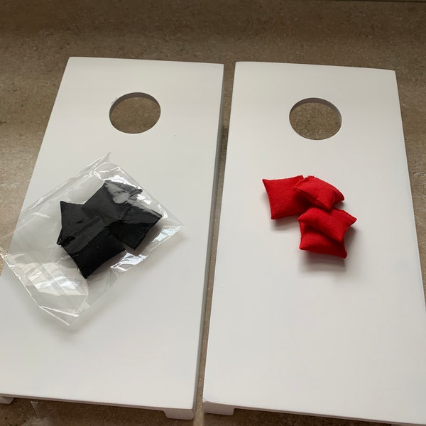 White Tabletop Cornhole Set With Bags - Desktop Cornhole - Mini Toss ...