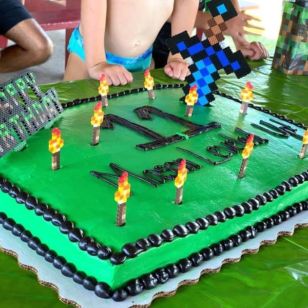 Minecraft Torch Cupcake/cake Toppers - Etsy