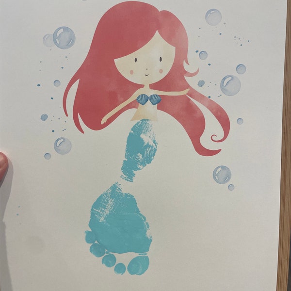 Mermaid Footprint Foot Art Craft / Little Mermaid Tail Girl / Kids Baby ...