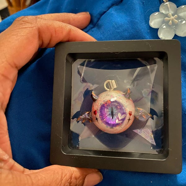 Handcrafted Resin Purple Devil Eyeball Jewelry - Eyeball Necklace ...