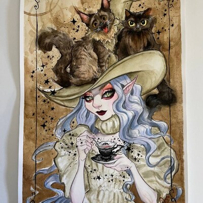 Coffee Witch and Kitty Series Ally and Mr. Biggles Cat 8x10 - Etsy