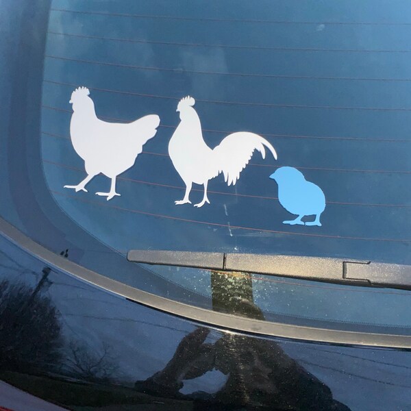 Chicken Family Car Window Vinyl Decals, Farm Family Stickers, Rooster ...