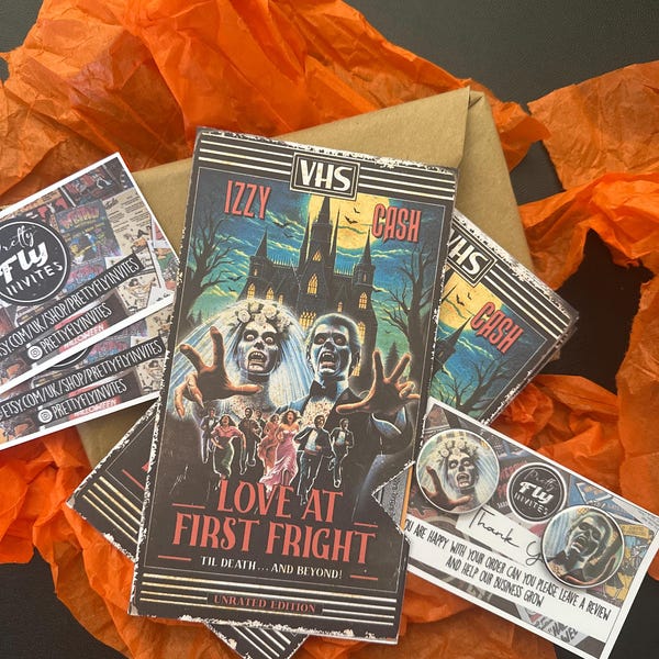 Personalised 1980's Vampire Horror Movie VHS Tape Inspired Wedding ...