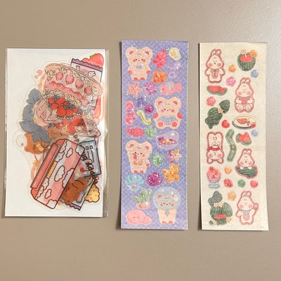 Cute Stickers, Clear Kawaii Stickers, Bunnies & Bears, Outline Stickers ...